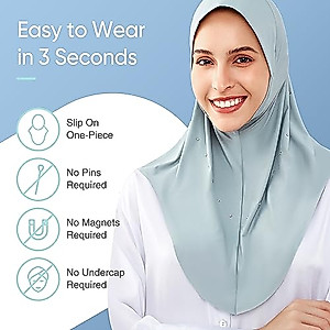 Jyana Modeqah Instant Hijab for Women - UPF50+ Sun Protection Rhinestone Hijab Scarf for Women,Stretch Lightweight Breathable