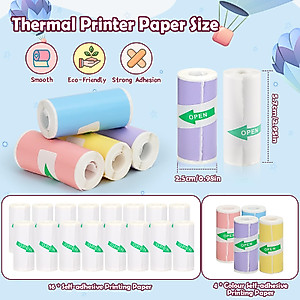 HUIJUTCHEN 20 Rolls Mini Thermal Sticker Printer Paper 57x25mm Inkless Self-Adhesive Paper for M02/T02/X5 Pocket Bluetooth Receipt Printer for Photo,DIY,Note,Memo(16 White+4 Color)