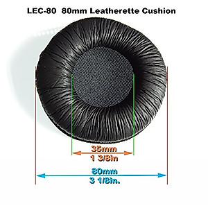 80mm Size Circular Leatherette Headset Earcushions - Bag of 2