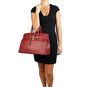 Tuscany Leather - TL Bag - Leather handbag with golden hardware - TL141529 (BLACK)