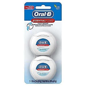 Oral-B Essential Floss, Waxed, Unflavored, 54 Yards (50 meters) - Pack of 2