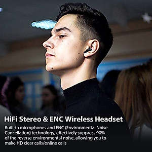 ACAGET Stereo Wireless Earbuds for Samsung Galaxy S23 S22 S21 Ultra A53 A54 5G, 50H Playtime Bluetooth Headphones LED Digital Display Earphone with Charging Box Headset for Cell Phone Laptop TV Black