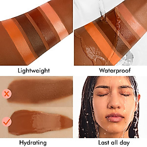 Liquid Concealer Makeup 4Pcs,Corrector Foundation for Black Women Oily Dry Skin, Foundation Concealer in One Primer Face Makeup Full Coverage, Advanced Pore Minimizer, Lightweight All-Day Hold,0.67 oz