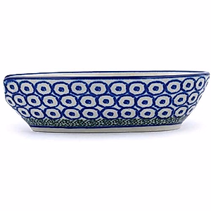 Polish Pottery 4½-inch Spoon Rest made by Ceramika Artystyczna (Water Tulip Theme) + Certificate of Authenticity