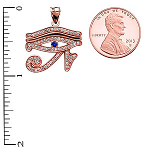 14k Rose Gold Diamond and Sapphire Egyptian Eye of Horus Pendant