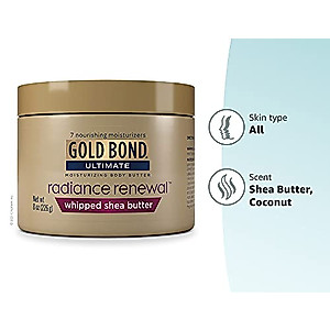 Gold Bond Ultimate Radiance Renewal Whipped Shea Butter, Moisturizing Body Butter, 8 oz