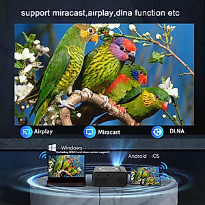 Portable Mini Projector with wifi for iPhone android phone win10 laptop,with Remote Controller Built-in Speaker wireless connect,Audio Port, Tablet USB Flash Driver Compatible