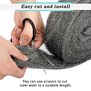 60FT Steel Wool Fill Fabric Roll, Coarse Wire Wool Hardware Cloth DIY Kit, Gap Blocker to Keep Annoying Animals Away from Holes/Wall Cracks/Siding/Pipeline/Vents in Workshop/House/Garage