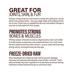 360 Pet Nutrition Freeze Dried Raw Complete Meal for Adult Dogs, High Protein, Omega 3's, No Fillers, Made in The USA, 16 Ounce (Multi Meat)