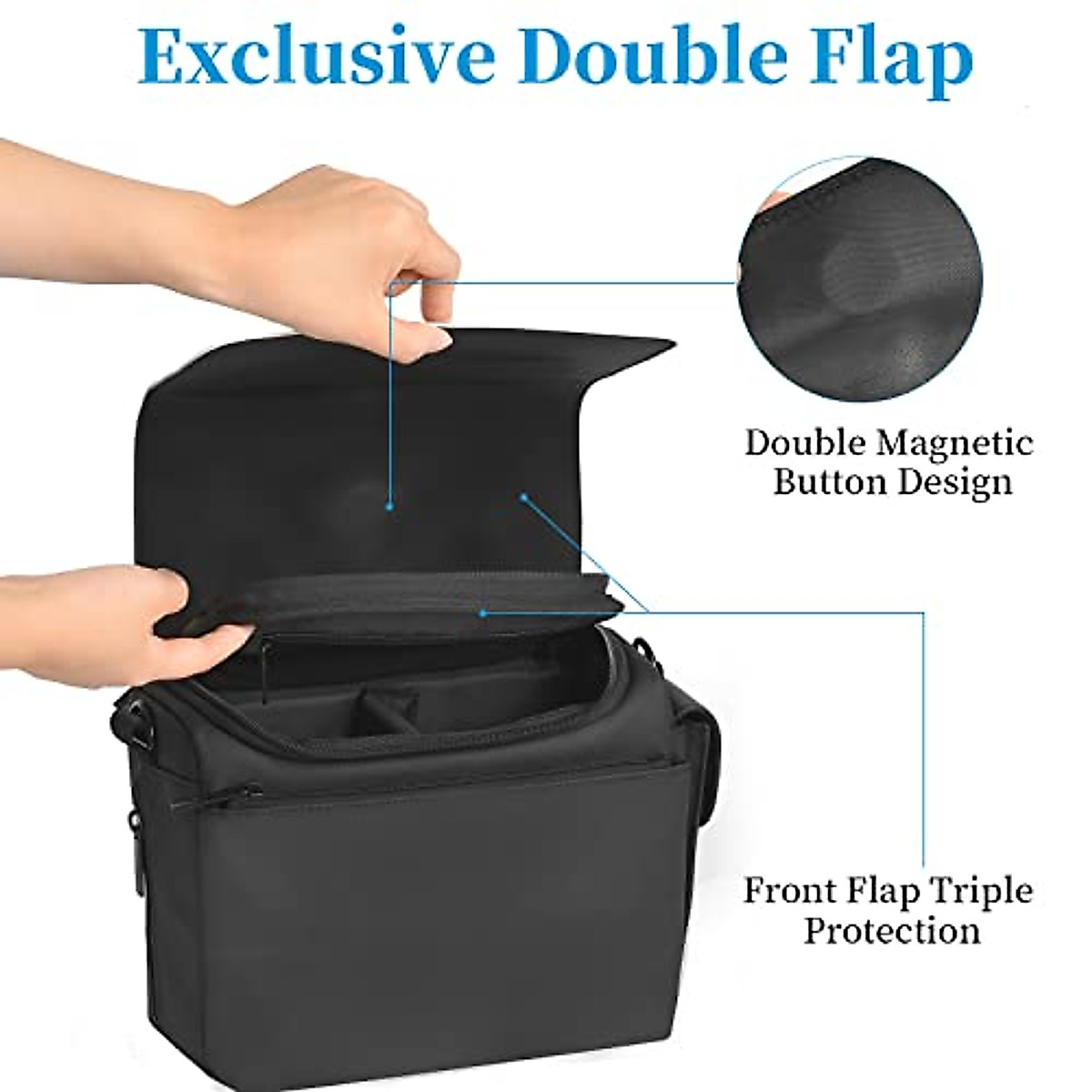 Cwatcun Camera Shoulder Bag, Waterproof Camera Crossbody Case, Compact Photography Backpack, Compatible with Canon/Nikon/Sony/Fuji DSLR/SLR/Mirrorless Camera, Lens and Accessories, White