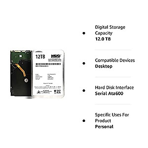 MDD 12TB 7200RPM SATA 6Gb/s 256MB Cache 3.5inch Internal Desktop Hard Drive, MD12TBGSA25672, Mechanical Hard Disk