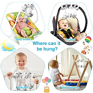 Promise Babe Hanging Car Seat Toys, Infant Stroller Toys for Car Seat Stroller Mobile Crib Bar with Bell, Baby Activity Spiral Plush Toys Best Gift for Boys and Girls, Spiral Activity Toy