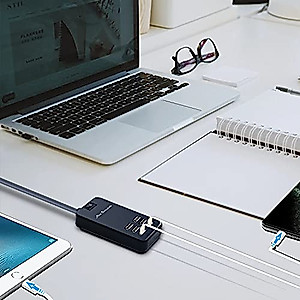 USB Charger Station, 6 Port Desktop Charging Station for Multiple Devices, Wall Power Strip with Switch