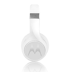 Motorola Escape 220 Passive Noise Canceling Headphones | Bluetooth Headphones with Microphone | Wireless Headphones with 24 Hour Battery Life | Voice Assistant Compatible Headphones (White)