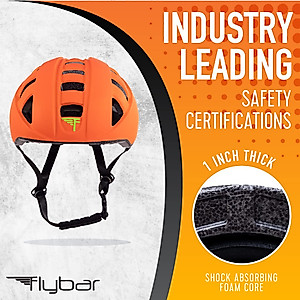 Flybar Kids Bike Helmet - Dual Certified Adjustable Dial, Skateboard Helmet, Roller Skating, Pogo, Electric Scooter, Snowboard, Youth and Toddler Helmet, Boys & Girls 3-14 (Orange,M)