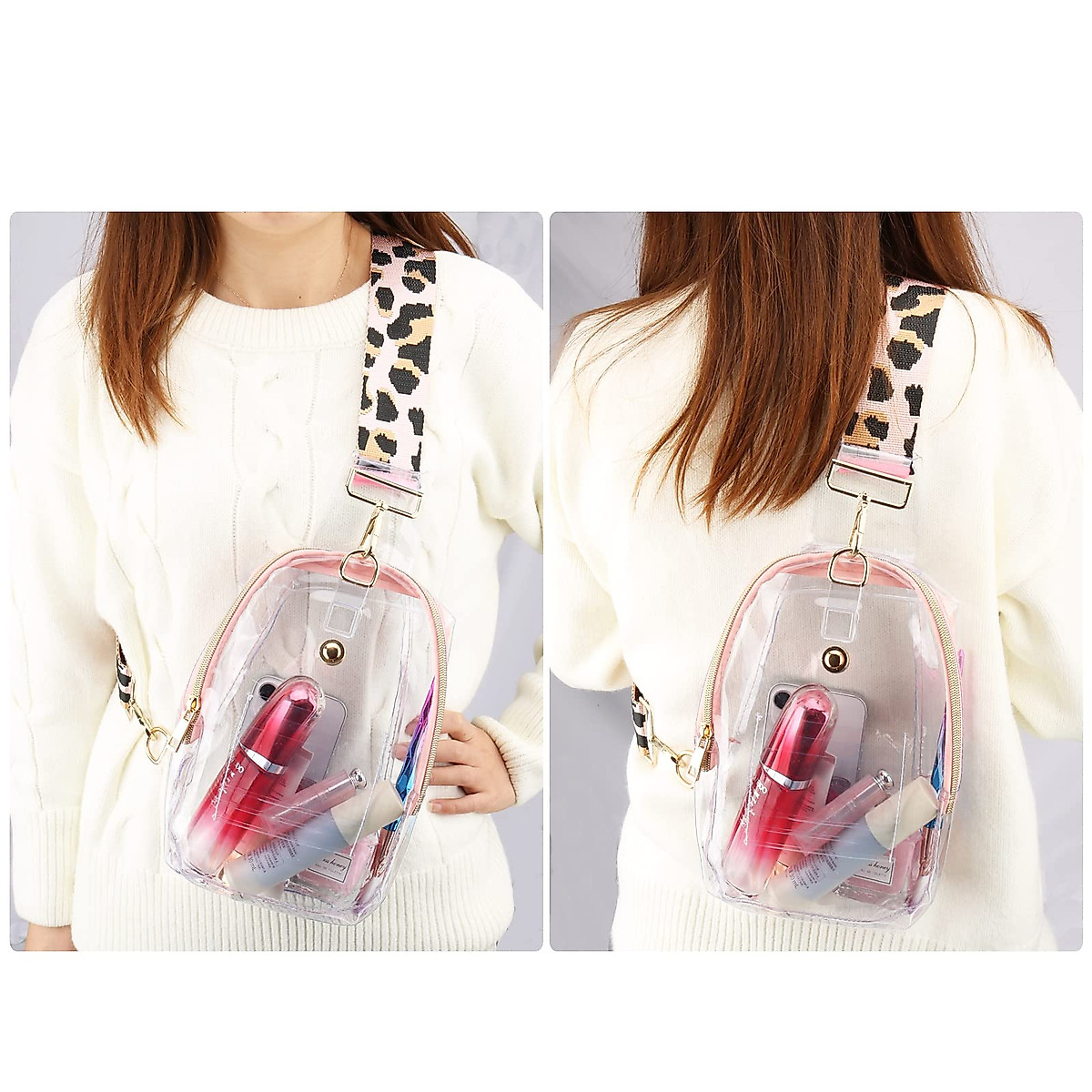 WEDDINGHELPER Clear Sling Bag for Women: Clear Bag Stadium Approved Crossbody Sling Daypack Backpack for Concerts Sports Events (X-1)