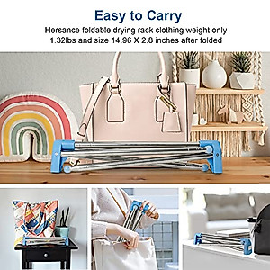 Portable Garment Rack, 15-35 inch Collapsible Clothes Drying Rack, Foldable Mini Drying Clothes Rack for Laundry, Travel, Camping, Hotel, Dance (1 Portable Clothes Rack + 10 Mini Clothes Hangers)