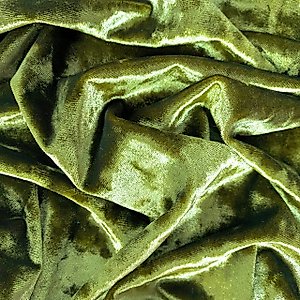 Samantha Olive Green Polyester Stretch Crushed Velvet Fabric by The Yard for Bows, Topknot. Headwraps, Scrunchies, Clothes, Costumes, Crafts