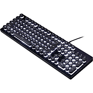 Mechanical Feel Typewriter Keyboard Retro Steampunk Keyboard 104 Keys Anti Ghosting Backlit Keyboard Typewriter Retro Style and Round Keycaps for PC and Mac