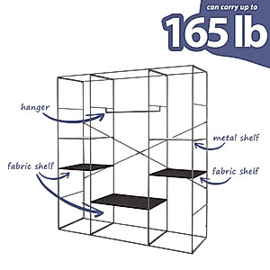 Lunarable BBQ Party Portable Fabric Wardrobe, Lets Get Ready to BBQ Typography with Grunge Grill and Utensils, Clothing Organizer and Storage Closet with Shelves, 59", Vermilion Eggshell