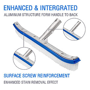 Katikies Pool Brush,Stainless Steel Brush Head,Wire Bristles,for Cleaning and Scrubbing Surfaces Debris Off of All The Areas Within a Pool - Walls, Tiles, Floors, Steps and Corners. (18-inch While)