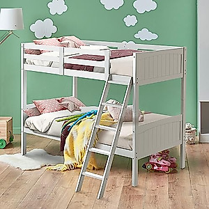 GORELAX Twin Over Twin Bunk Bed, Space Saving Bed Frame with Under Bed Storage, Ladder & Guardrail, Convertible Wooden Bunk Beds into 2 Beds, Modern Heavy Duty Bunk Bed for Kids, Adults (White)