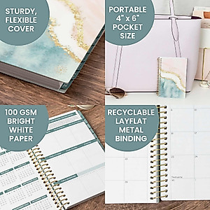 bloom daily planners 2023-2024 Pocket Planner - 4” x 6” - (July 2023 - July 2024) - MINI Weekly/Monthly Agenda Organizer & Calendar Book - Daydream Believer, Pink & Blue