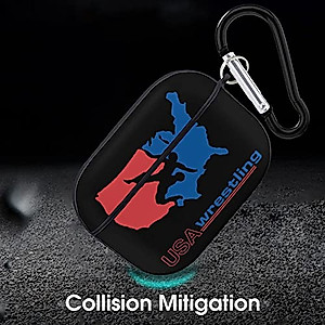 USA Wrestling AirPods Pro Case Headphone Cover Hard Shell with Keychain Shockproof