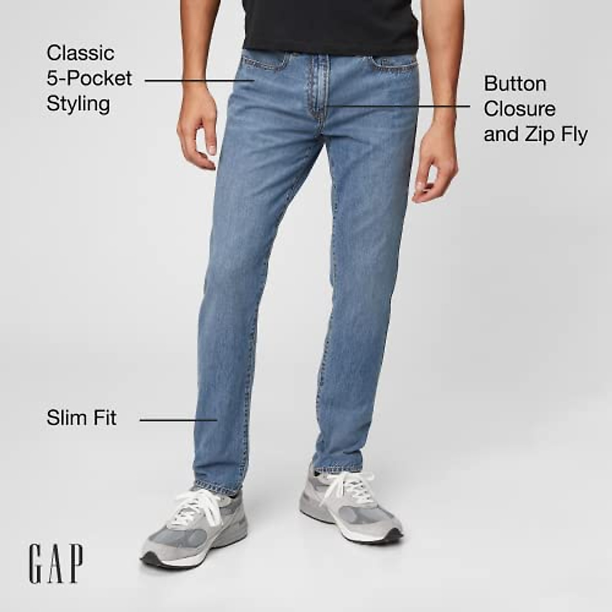 GAP Mens Slim-fit Jeans, Light Wash, 36W x 30L US