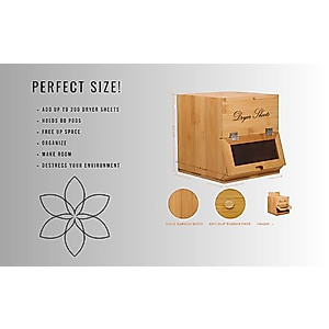 BoxetyBox Laundry Room Organization and Storage: Bamboo Container for Gel Pods and Dryer Sheets, Compatible with Tide and Gain Pods, Laundry Room Essential