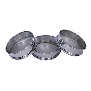 3 Pcs Lab Sieves，6 Inch Diameter Test Sifter 10Mesh（2.19mm）、80Mesh（0.217mm）and 200 Mesh（0.077mm）