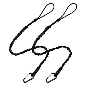 Tool Lanyard，5 Pack Safety Tool Leash，Retractable Bungee Cord with Aluminum Lock Carabiner and Adjustable Loop End, Maximum Weight Limit 13.6KG / 30lb, Fall Restraint with Shock Cord Stopper