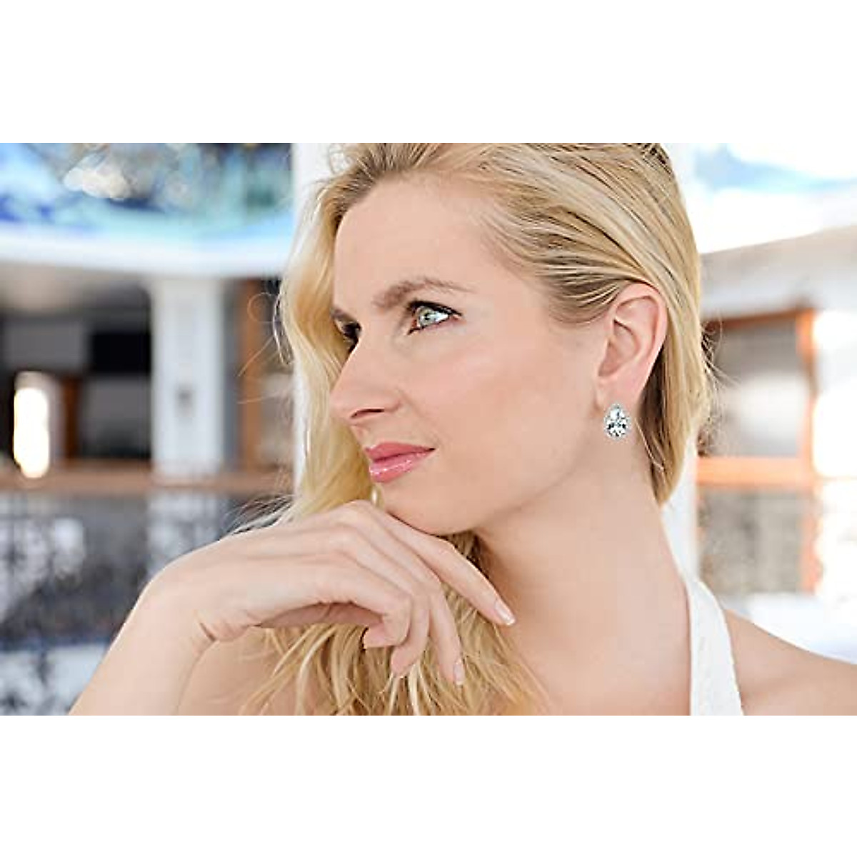 DHQH 4/6 Pairs Bridesmaids Earrings Classic Cubic Zirconia Teardrop Stud Earrings for Women Girls I Couldn’t Tie a Knot Without You Brides Bridesmaids Proposal Wedding Jewelry Gifts, C-rose gold(set of 4)