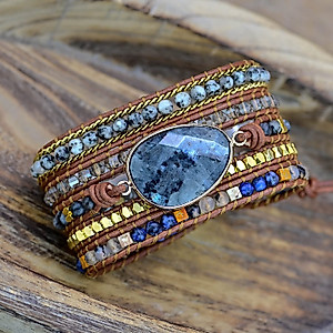 Teepollo Handmade Jasper Turquoise Amethyst Boho Wrap Bracelets for Women-Healing Natural Stone Beads Crystal Bohemian Bracelets Collection for Women Girl