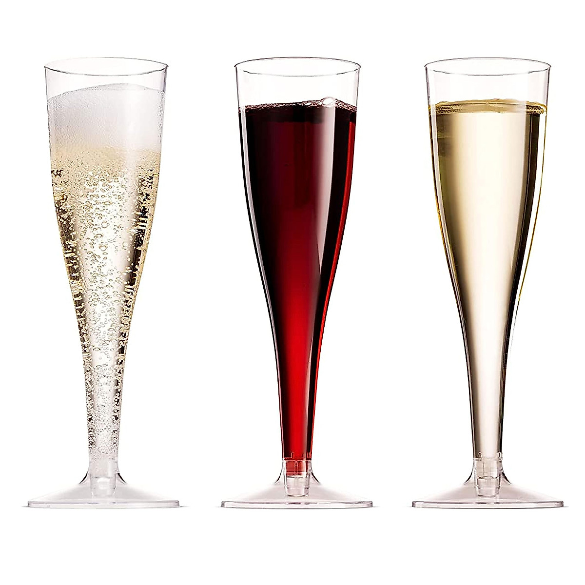 24 Pc Plastic Champagne Flutes Disposable Wine Glasses Mimosa Cups Wedding 6oz Clear Glassware Beverage Events Shatterproof Toasting Catering Holidays Thanksgiving Drinkware Drinking Dish Tableware