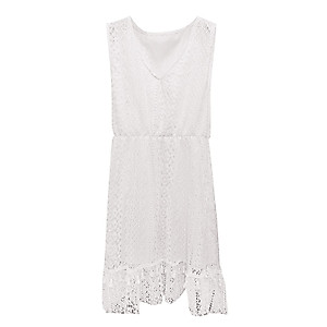 Dresses for Women 2023 Wedding Guest Ladies Sleeveless Embroidery Tassel Lace Trim Stitching Casual Fashion Dress White