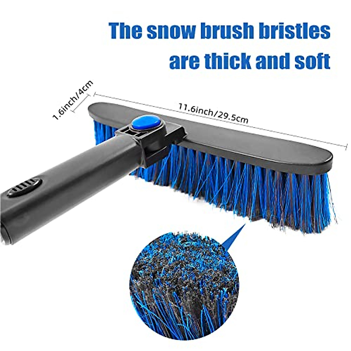 WESBRITE Car Snow Brush and Detachable Ice Scraper with 38inch Long Handle, Foam Handle, Non-Scratch Windshield Brush with 180°Rotating Brush Head,Car Snow Remover for Truck,SUV,RV and More