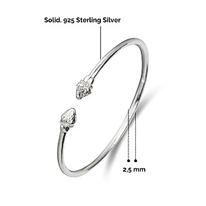Better Jewelry Elegant Pointed Ends Solid .925 Sterling Silver West Indian Bangles, 1 pair