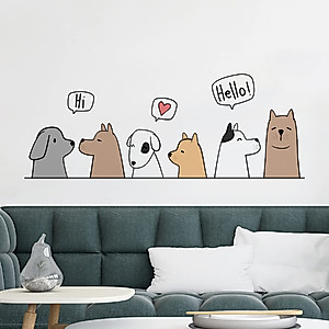 Buer Homie Decals Wall Stickers, Dog Cartoon Animal Decor, Dogs 'Say Hi'