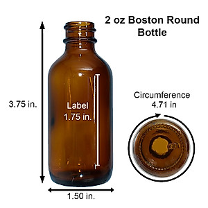 GlassBottleOutlet (Pack of 80) 2 oz. Amber Boston Round with Black Treatment Pump