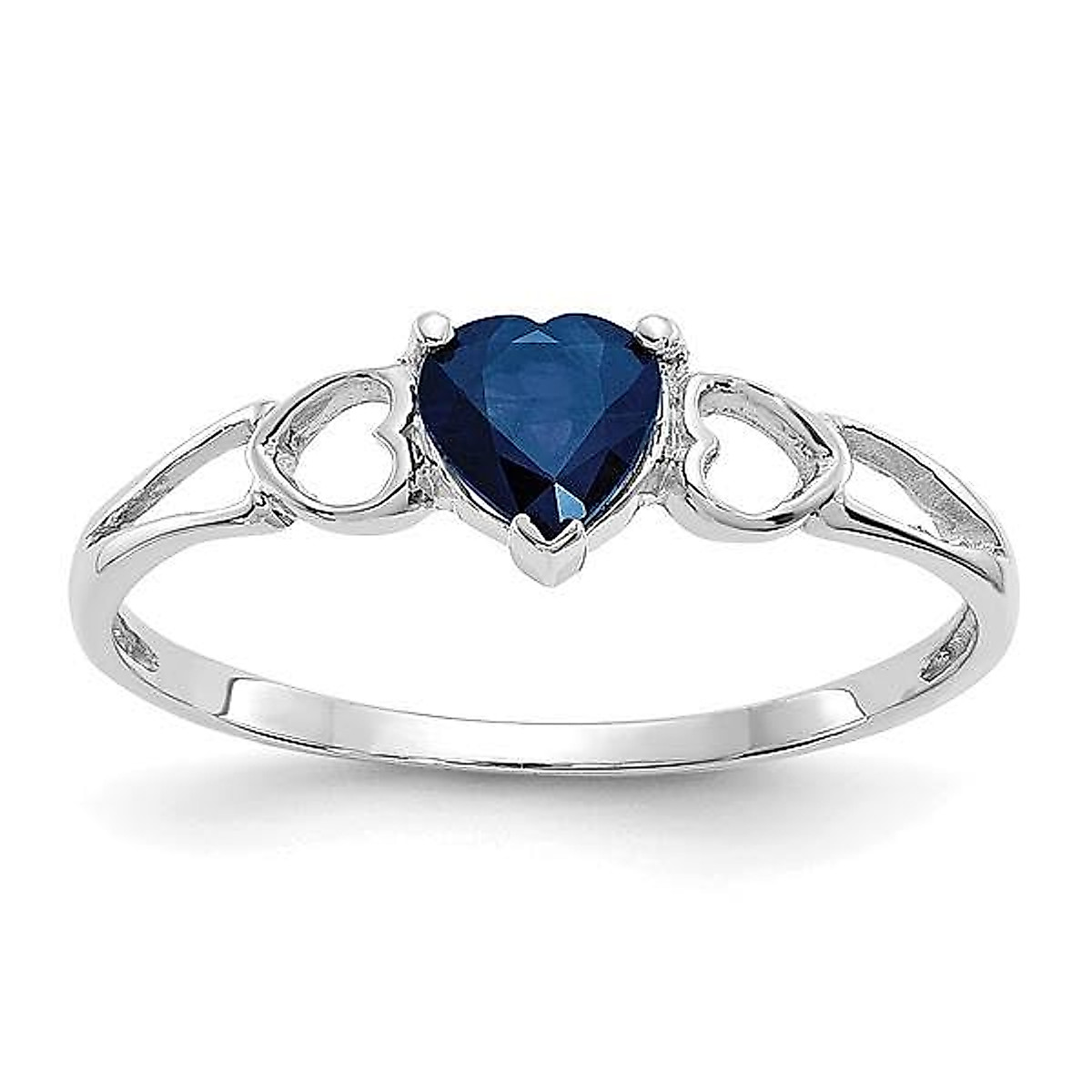 IceCarats 14K White Gold Blue Sapphire Heart Love Ring Gemstone Band September Birthstone Jewelry Size 6
