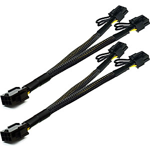 TeamProfitcom PCI-e 6 Pin to Dual PCIe 8 Pin (6+2) Graphics Card PCI Express Power Adapter GPU VGA Y-Splitter Extension Cable Mining Video Card Sleeved Power Cable 9 inches (2 Pack)