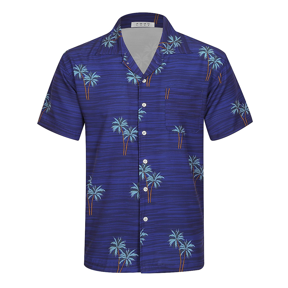 ELETOP Men's Hawaiian Shirt Quick Dry Tropical Aloha Shirts Beach Holiday Casual Shirts Blue F091 M