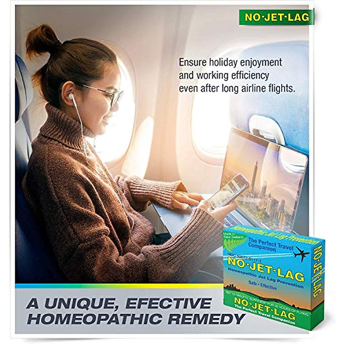 Miers Laboratories No Jet Lag Homeopathic Jet Lag Remedy (1 Pack, 32 Chewable Tablets), Travel Must Have, Flight Essential for Jet Lag Relief, Plant-Based.
