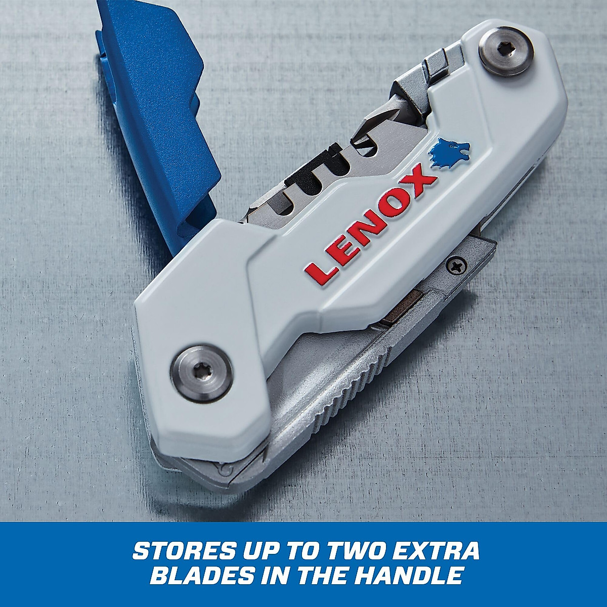 LENOX Utility Knife with 3 Bi-Metal Blades, Retractable, Foldable and Portable, Blade Storage (LXHT10601)