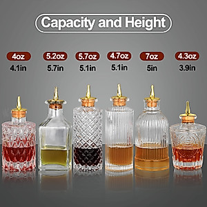 Bitters Bottles Set of 6 - Glass Dasher Bottles with Dash Top and Stopper Great Dispenser Bottle For Your Bitters Great for homemade Cocktail and Bartender