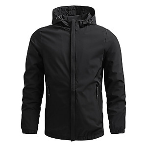 Lmdudan Mens Hooded Zipper Rain Jacket Ladies Lightweight Windbreaker Waterproof Jackets 2023 Fall Winter Warm Coats Tops