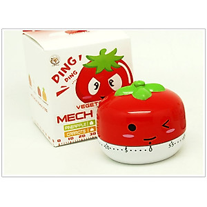 Golandstar Cute Cartoon Vegetables Timers 60 Minutes Mechanical Kitchen Cooking Timer Clock Loud Alarm Counters Mini Size Manual Timer (White - Onion)