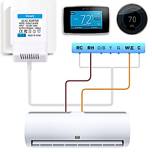 24VAC1A Video Doorbell Power Adapter - 26.5feet Extension Cable, AC110-120V to AC 24 for Eufy, Wyze, Ring, Nest, Ecobee, Sensi, Honeywell Thermostats, Arlo Wireless Video doorbell Transformer(White)