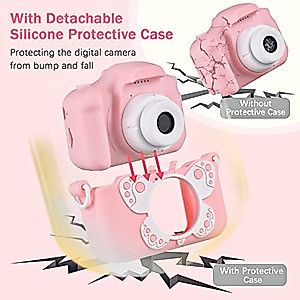 Andoer X7 Mini Kids Digital Camera 1080P for 20MP Dual Lens 2.0 Inch IPS Screen Built-in Battery with 32GB Memory Card USB Card Reader Neck Strap Birthday for Boys Girls